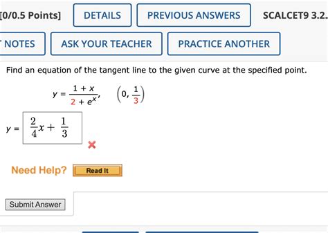 solved find an equation of the tangent line to the given