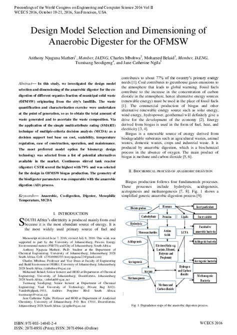 Pdf Design Model Selection And Dimensioning Of Anaerobic Digester For