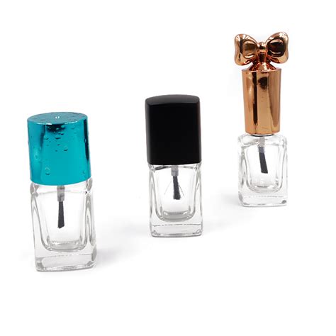 China Manufacturers Clear Nail Polish Glass Bottles With Blue Cap High