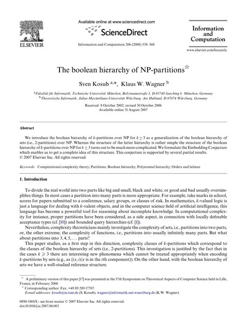 Pdf The Boolean Hierarchy Of Np Partitions