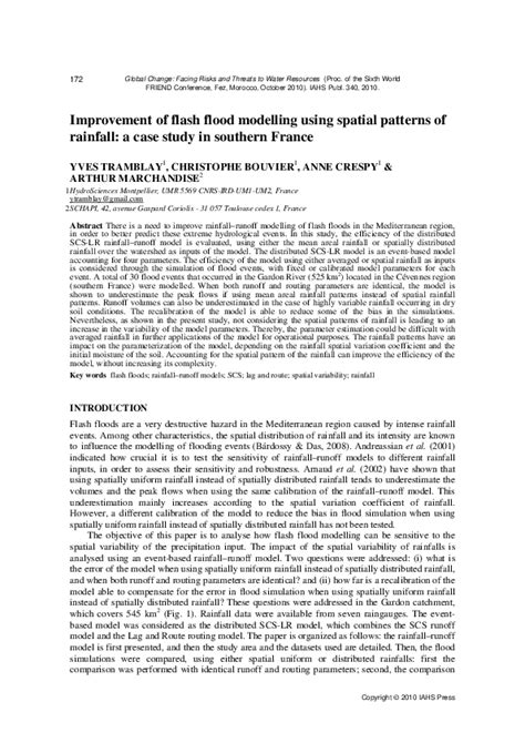 Pdf Improvement Of Flash Flood Modelling Using Spatial Patterns Of