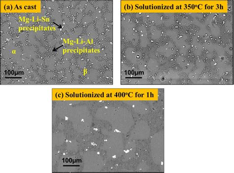Sem Micrographs Of A As Cast B Solutionized At 350 • C For 3 H