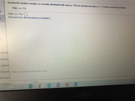 assume the random variable x is normally distributed with mean p 80