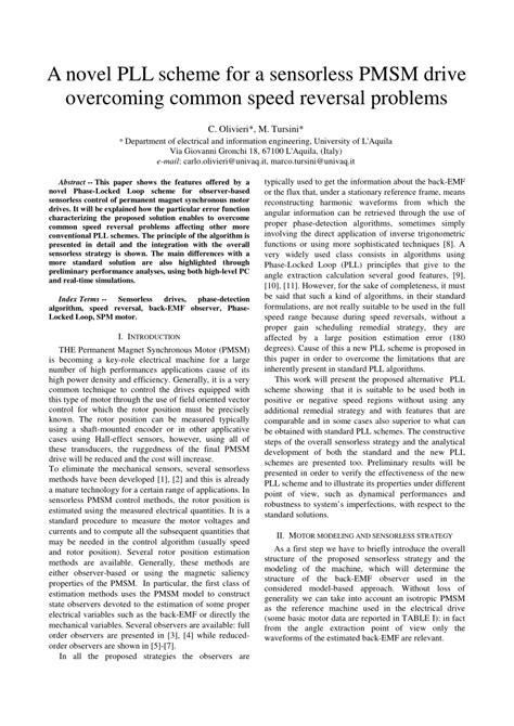 pdf a novel pll scheme for a sensorless pmsm drive overcoming common