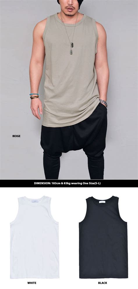 Tops Tanks Overfit Extra Long Undershirt Tank 182 Guylook Mens Trendy Fashion Clothing