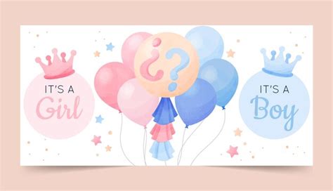 성별 공개 파티를 위한 가로 배너 템플릿 무료 벡터