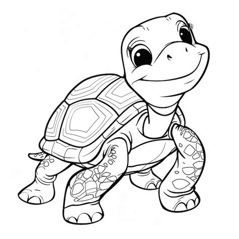 A Turtle Is Sitting On The Ground Coloring Pages Generative Ai Premium AI Generated Image
