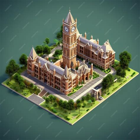 Premium Photo A Digital Model Of A Building With A Clock On It