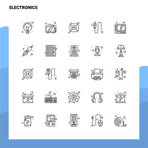 Set Of Electronics Line Icon Set 25 Icons Vector Minimalism Style Design Black Icons Set Linear
