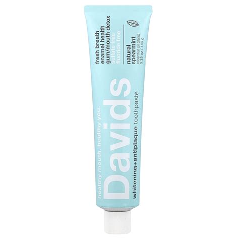 Davids Whitening Antiplaque Toothpaste 5 25 Oz Natural Spearmint