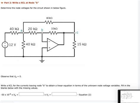 Solved Part Write A KCL At Node A Determine The Node Chegg