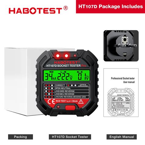 Habotest Ht106 Ht107 Socket Tester Pro Voltage Test Digital Outlet Socket Detect Us Uk Eu Plug