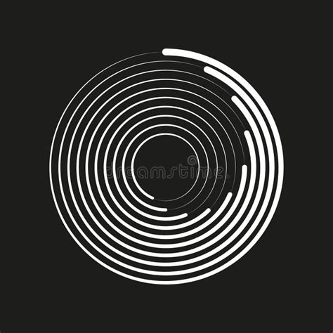 Circular Lines Vector White On Black Abstract Concentric Pattern Dynamic Geometric Design