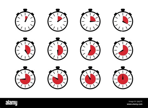 Timer Clock Stopwatch Vector Icons Isolated On White Background Stock