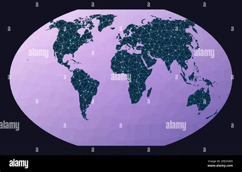 World Map With Nodes Winkel Tripel Projection World Network Map Wired Globe In Winkel 3