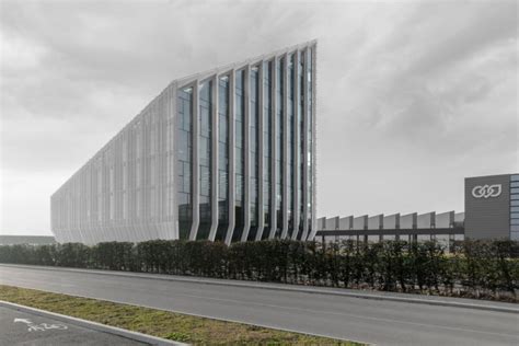 Bonfiglioli Hq Features An Angular Form Covered In A Pleated Mesh