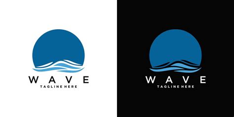 Wave Logo Design With Blue Ocean Waves And Sun 73128593 Vector Art At