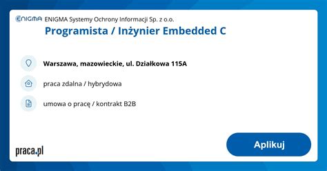 archiwalna oferta nr 8791405 programista inżynier embedded c