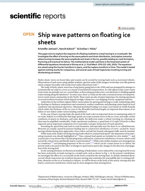 Pdf Ship Wave Patterns On Floating Ice Sheets