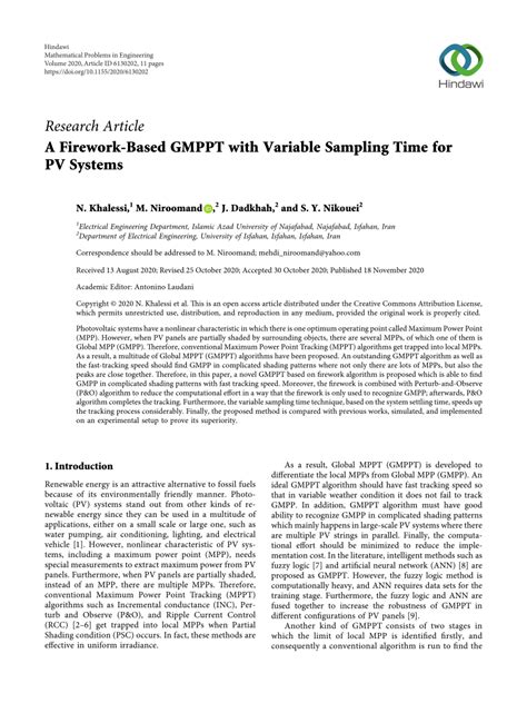 Pdf A Firework Based Gmppt With Variable Sampling Time For Pv Systems