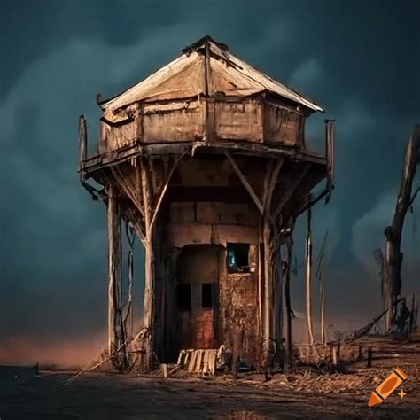 Image Of A Post Apocalyptic Shack With A Water Tower On Craiyon