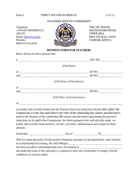 Tsc Bonding Form Pdf Surety Justice
