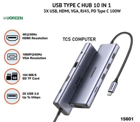 Jual Ugreen Usb Hub Card Reader Type C 10 In 1 Lite Grey Pn 15601 Di