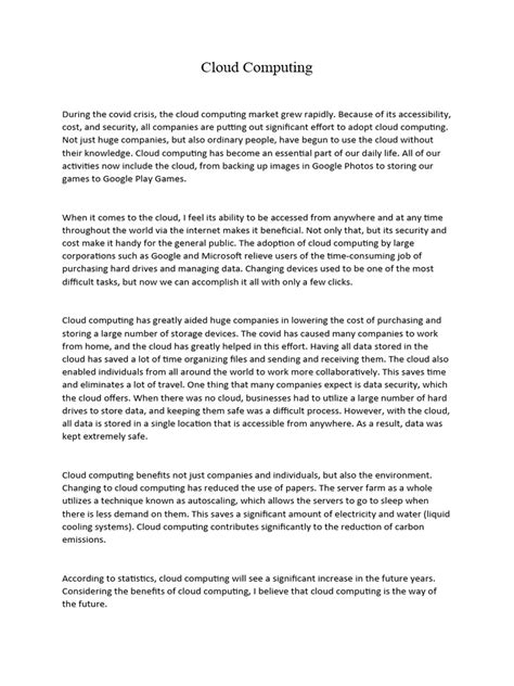 Cloud Computing Report Pdf Computers Technology And Engineering