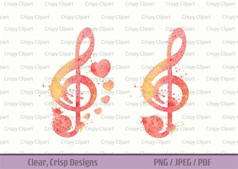Watercolor Clipart Music Notes Music Clipart Treble Clef Etsy Music