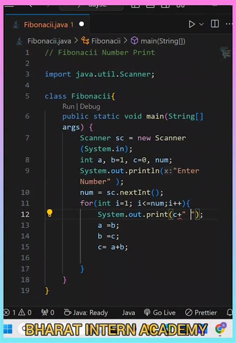 Fibonacci Number using Java |#java #coding #programming #codereview #1million #shorts #shots # ...