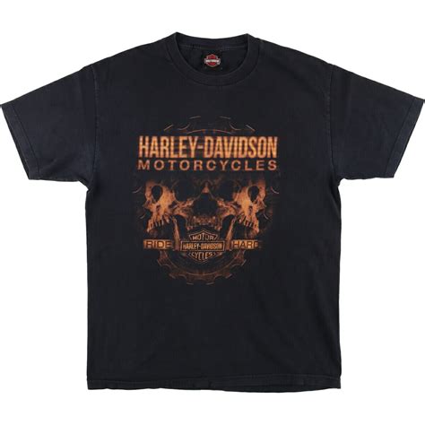 古着 ハーレーダビッドソン Harley Davidson Bravado ドクロ柄 スカル柄 モーターサイクル バイクtシャツ メンズl相当