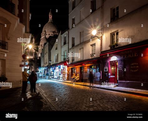 Paris France August 18 2018 Beautiful Night View Sacre Coeur From
