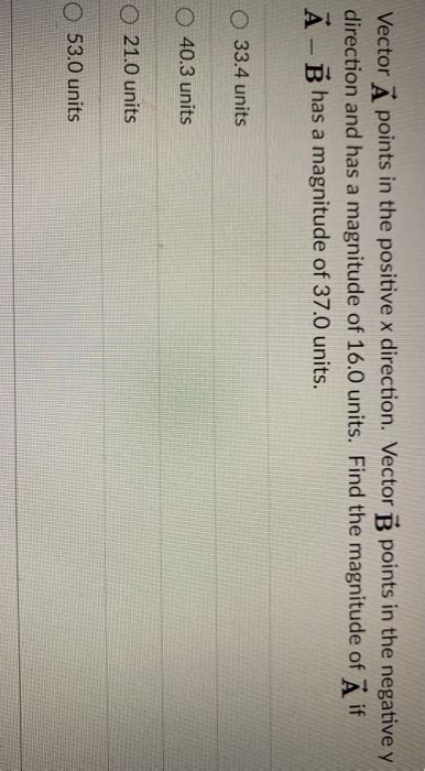 Solved Vector Ā points in the positive x direction Vector B Chegg com