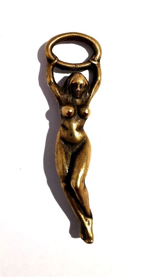 Vintage Nude Woman Girl Pendant Bronze Handmade Metal Gem