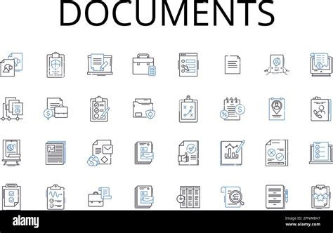 Documents Line Icons Collection Files Papers Records Forms