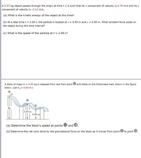 solved a 5 97−kg object passes through the origin at time