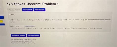 solved 17 2 stokes theorem problem 1 previous problem