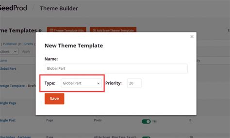 how to nest a column inside another column using a global parts