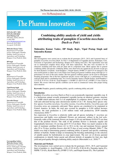 Pdf Combining Ability Analysis Of Yield And Yields Attributing Traits