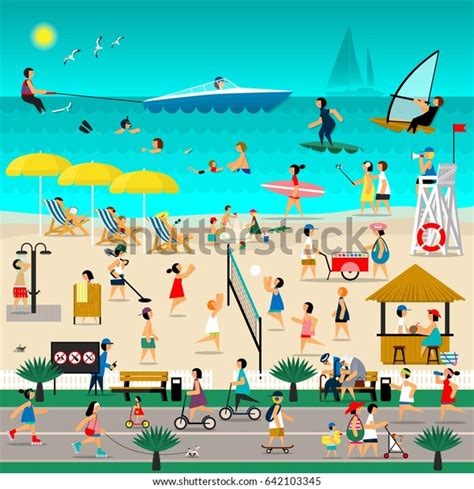 Beach Set Infographic Elements Vector Flat庫存向量圖（免版稅）642103345 Shutterstock