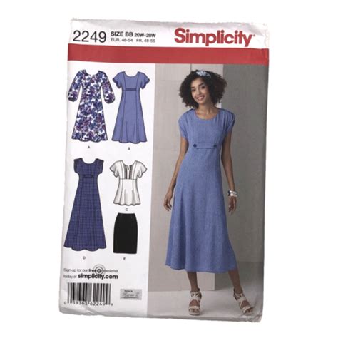 Simplicity 2249 Womens Dress 2 Lengths Tunic Skirt Top Modest Size 20
