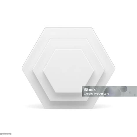 흰색 대칭 육각형 다단계 수직 벽 기하학적 기본 기초 3d 요소 벡터 3차원 형태에 대한 스톡 벡터 아트 및 기타 이미지 3