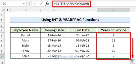 how to calculate years of service in excel 4 easy ways
