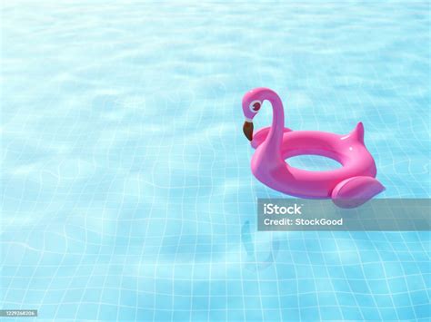 텍스트 공간 3d 렌더링 여름 배경에 리플 블루 워터에 플로트 핑크 풍선 플라밍고 수영장 3차원 형태에 대한 스톡 사진 및 기타 이미지 3차원 형태 개념 개념과 주제