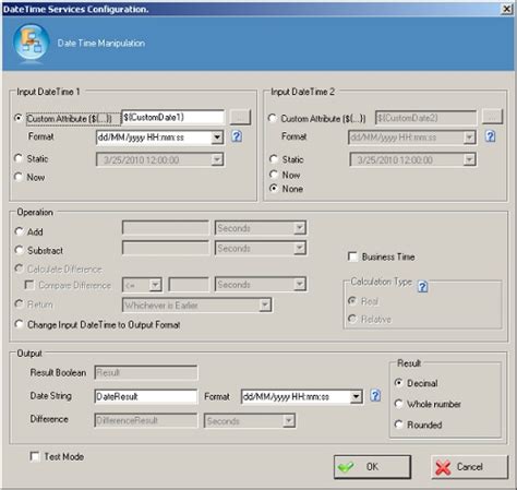 DateTime Services Configuration Window