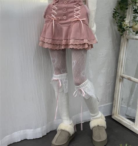 레이스 리본 레그워머 에이블리