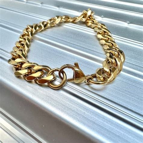 18k Gold Cuban Link Stainless Steel Bracelet Miami Cuban Link Bracelet