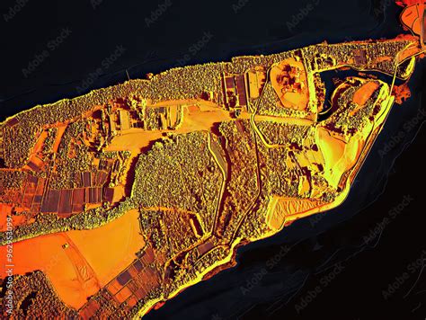 Technical Aerial Visual 3d Lidar Gis Aerial Map Satellite Scan Model Isolated Showing Asuncin