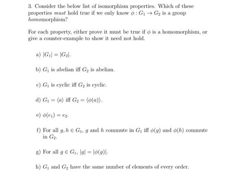 Solved 3 Consider The Below List Of Isomorphism Properties