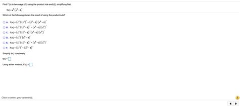 Solved Find F X In Two Ways 1 Using The Product Rule